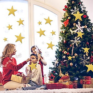 180 Pcs Gold Glitter Star Cutouts Paper Five Star Cutouts Gold Glitter Stars Confetti Decorations Gold Star Cutouts for Bulletin Board Stars Classroom Christmas Party Wall Decoration Supply,4 Sizes