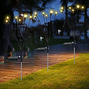 dolitify Solar Garden Lights 2Pcs Firefly Lights Solar Outdoor IP65 Waterproof Solar Swaying Lights Garden Decorative Lights for Yard Patio Pathway Decoration, Warm Light