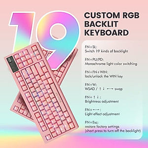 Wireless Mechanical Keyboard and Mouse Combo - RGB Backlit, Rechargeable Battery, Ergonomic Design, 2.4G Wireless Connection, 87-Key for Gaming and Typing（Pink）