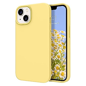 DOMAVER iPhone 13 Mini Case, Phone Case for iPhone 13 Mini Women Girls Liquid Silicone Soft Gel Rubber Microfiber Lining Cushion Cover Slim Smooth Protective-Yellow
