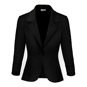 Hybrid & Company Women Premium Nylon Ponte Office Blazer JK1131 1073T BLACK L