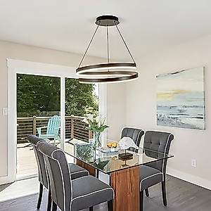 SHIKHO Modern LED Pendant Light Fixture Remote Control Dimmable 3000-6000K Black Chandelier Adjustable Hanging Light for Living Room Dining Room Kitchen Island Bedroom Foyer