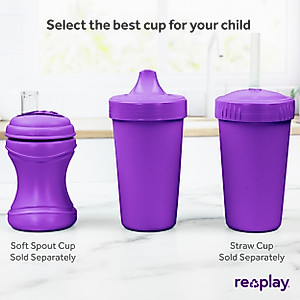 Re-Play Made in USA 10 Oz. Sippy Cups for Toddlers, Pack of 6 - Reusable Spill Proof Cups for Kids, Dishwasher/Microwave Safe - Hard Spout Sippy Cups for Toddlers 3.13" x 6.25", Fairytale
