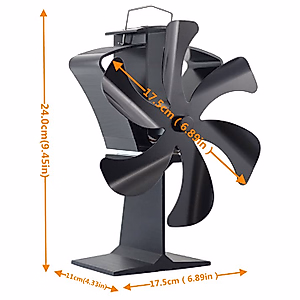 Tomersun Wood Stove Fan - 6 Blade Heat Powered Wood Burning Stove Accessory