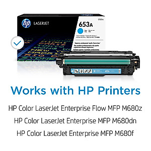HP 653A Cyan Toner Cartridge | Works with HP Color LaserJet Enterprise MFP M680 Series | CF321A
