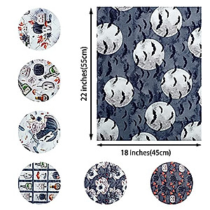 CEYOU Zyoug 7pcs 18 x 22 inches (45 x 55 cm) 100Percent Cotton Fabric, Precut Fat Quarter Fabric Bundles with Multi-Color and Different Pattern for Quilting Patchwork, DIY Craft (Halloween Pattern )