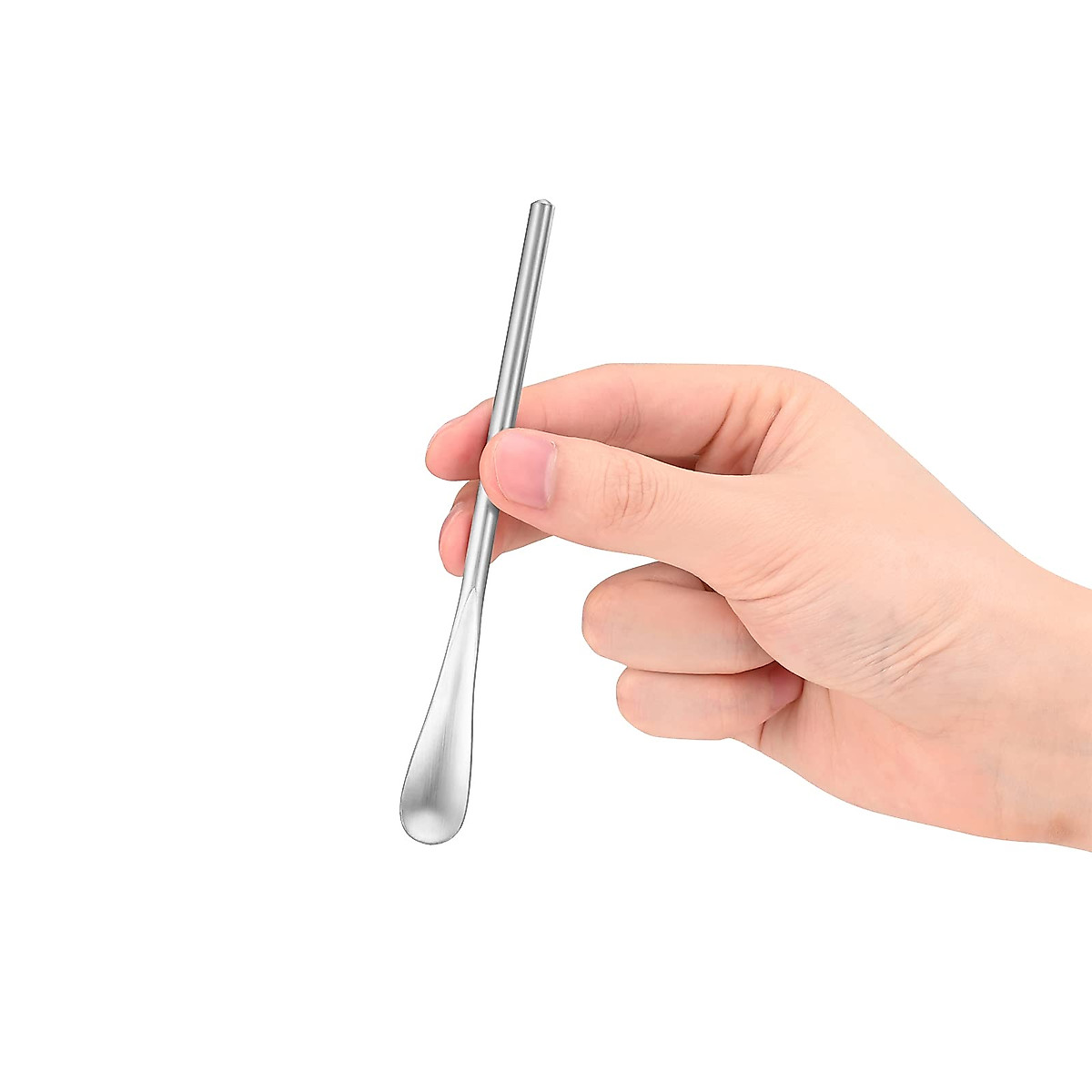 5Inch/12.8cm Coffee Stirrers Spoon,Silver Stainless Steel 304# Coffee Stir Sticks,Round Solid Handle Cocktail Beverage Iced Tea Stirring Stick,Drink Mixing Spoon,Set of 4