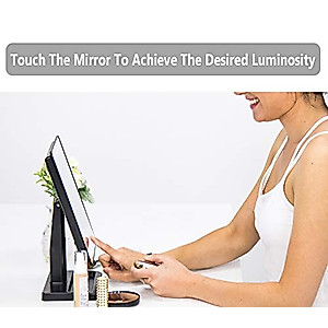 Waneway 12-Inch Screen Makeup Mirror with 24 LED Lights, Lighted Vanity Dressing Table Mirror with Touch Dimmable Memory Function and 10x Magnification Spot Mirror, Black (Battery Not Included)