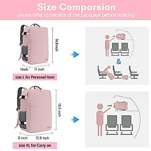 Travel Backpack for Women, Carry On Backpack with USB Charging Port & Shoe Pouch, TSA 15.6inch Laptop Backpack Flight Approved, College School Bag Casual Daypack for Weekender Business Hiking, Pink