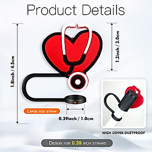 10Pcs Nurse Straw Cover Cup for Tumbler Cup,10mm Medical Drinking Straw Topper, Reusable Protectors Straw Tips Lids for Cup Accessories (10Pcs Nurse 10mm)