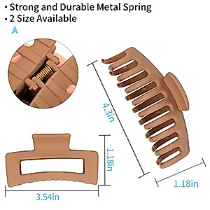 79Style 6pcs Big Hair Claw Clips Neutral Colors Hair Clips For Women 4.3 Inch Claws Clips For Thick Banana Clips 3.5 Inch Claw Clip Medium Large Hair Claws Square Matte Jumbo Hair Clip Cute Hair Accessory (Neutral)