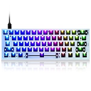Guffercty kred GK61X PCB Plate Case 60% Keyboard Custom Hot Swappable RGB Keyboard DIY Kit Wired Tyce-C for 3/5 Pin Switch (GK61X White)