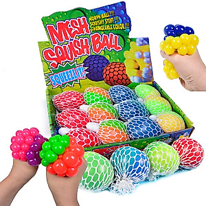 Squishy Balls 12 PCS Stress Balls Fidget Toys for Kids Adults with Exclusive Mesh Color Changing Stress Balls,Anti-Anxiety Toys, Relieve Pressure Balls Sensory Toys,Stress Relief Ball for Kids