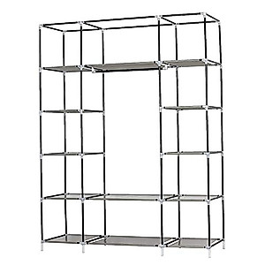 LEGENDARY-YES Portable Closet Large Wardrobe Closet Clothes Storage Organizer with Metal Shelves and Dustproof Non-Woven Fabric Cover