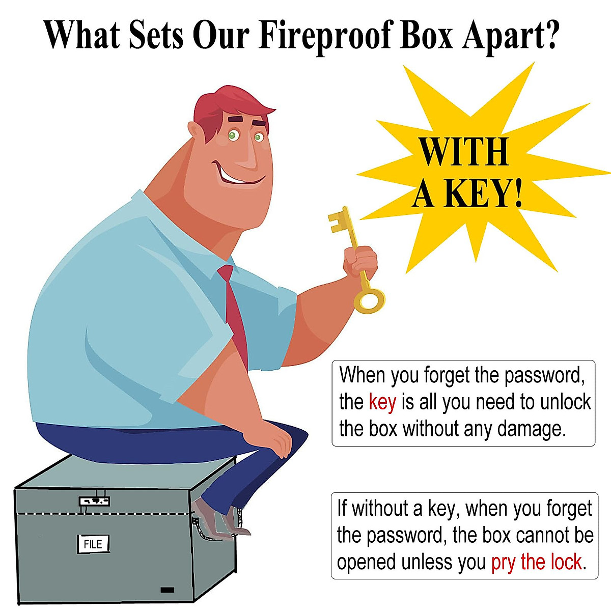 Fireproof Document Box with Lock, 2 Layers Fireproof File Box, Portable Important Document Organizer, Collapsible Waterproof File Box Organizer with Handles (Black)