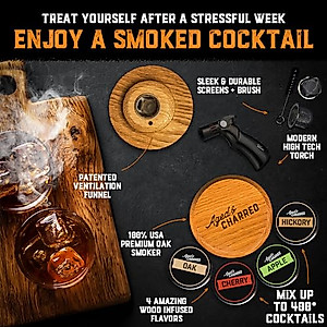 Cocktail Smoker Kit with Torch and Wood Chips Variety Pack for Whiskey and Bourbon (Butane Not Included) - Smoke Lid, an Old Fashioned Drink Smoker Kit and Whiskey Smoker Infuser Kit
