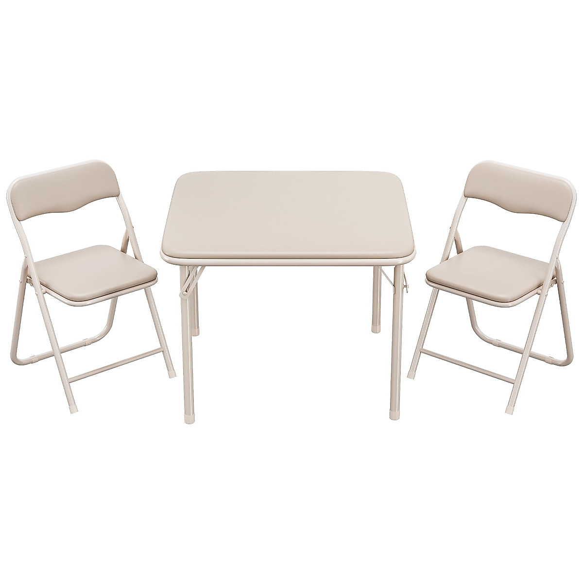 IDEALHOUSE Boys and Girls Folding Table and Chairs Set of 3, Portable Table and Chair with Pu Soft Cushion,Suitable for Eating,Reading and Playing