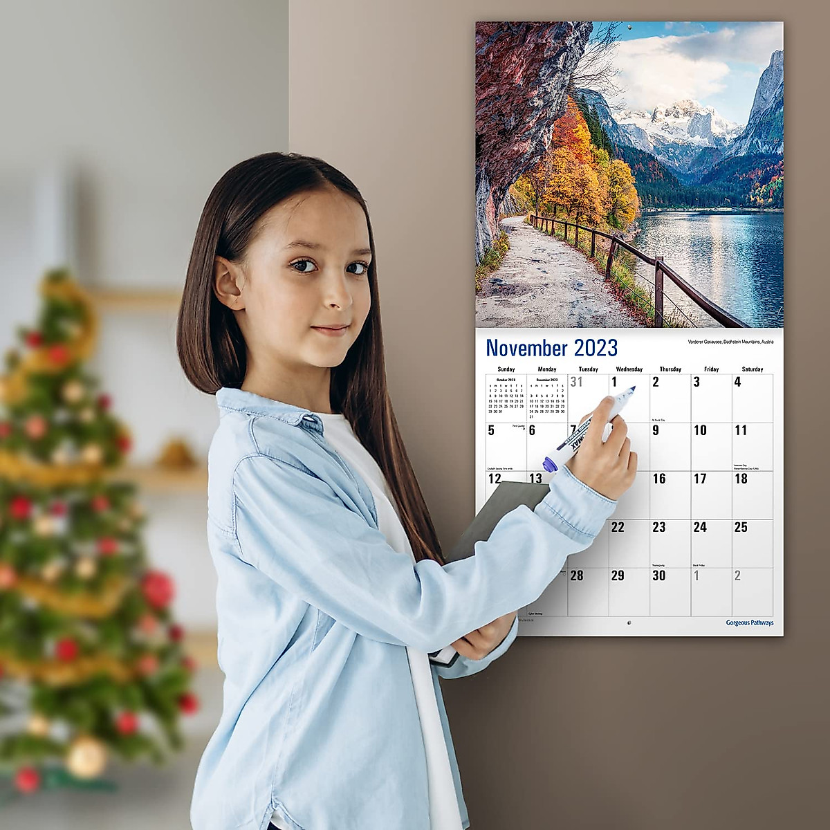 MICASA Gorgeous Pathways 2023 Hangable Monthly Wall Calendar | 12" x 24" Open | Thick & Sturdy Paper | Giftable | A Guiding Path
