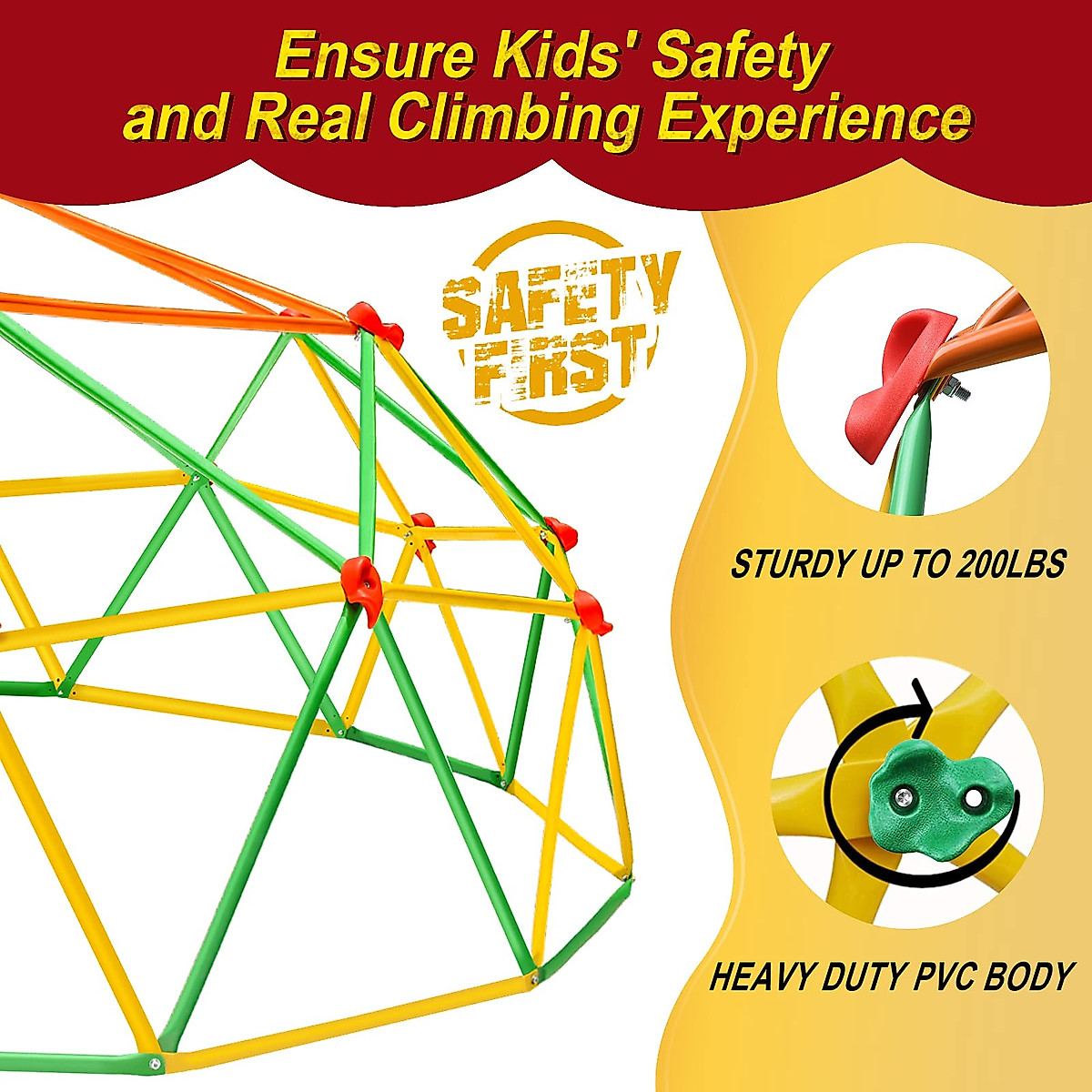 NAQIER Climbing Dome Upgraded 10FT Climber for Kid 3-10 Jungle Gym Monkey Bar Backyard Geometric Support 800LBS Outdoor Play Equipment Toddler Outside Toy