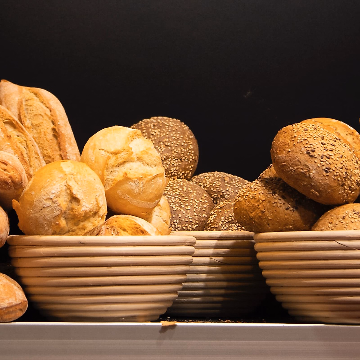 JKARY Wood Pulp Bamboo Bread Proofing Basket Set of 2 9 Inch Round Bread Fermentation Basket Bulk Baking Supplies Sourdough Bowl Baguette Tray for Bread Dough Sourdough Couche Pizza Dough with Cover