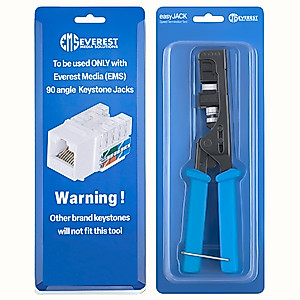 Everest easyJACK - 90° Angled Speed Termination Keystone Tool - Time Saver Network Punch Down Tool - To Be Used ONLY with Everest 90° Angled RJ45 Cat5e, Cat6a and Cat6 Keystone Jacks (B087N7QQD2)