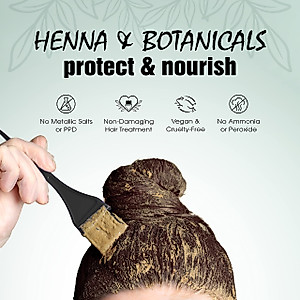 Light Mountain Henna Hair Color & Conditioner - Dark Chocolate Hair Dye for Men/Women, Organic Henna Leaf Powder and Botanicals, Chemical-Free, Semi-Permanent Hair Color, 16 Oz