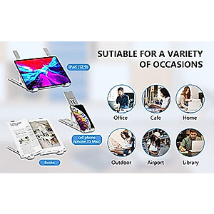 ZSIMC Laptop Stand, Adjustable Aluminum Foldable Portable Holder, Upgrade Whole Anti-Slip Silicone Pad, Laptop Riser for Desk Compatible with MacBook Air pro, iPad, Lenovo, 10-15.6” Laptop and Tablet