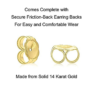 14K Solid Gold Cubic Zirconia Pave CZ Dainty Mini Bar Studs, Small Linear Bar Fine Jewelry Women's Stud Earrings (Yellow Gold)