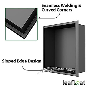 leafloat Black Nano Bath Niche Stainless Steel, 12"x12"x4", Signle Layer, Recessed, 18 Gauge T304 Stainless Steel, Satin Finish,Bathroom Recessed Niche, cUPC Listed