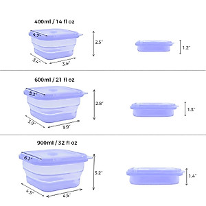 Durbl Collapsible Silicone Food Storage Containers with Silicone Airtight Lids-3 Pack (Violet), Reusable Stacking Lunch Boxes, Kitchen Stacking Container Set for Microwave Freezer Dishwasher Safe…