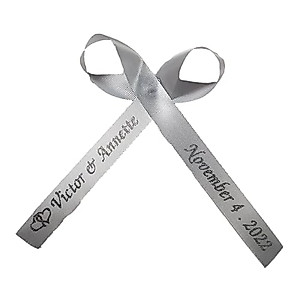 Personalized Ribbons for Bridal Shower Wedding Party Favors or Baby Showers - Custom Made Cut Ribbon 50 100 Assembled Bows Safety Pins