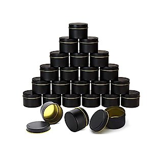 SHOCHX 24 Pack Black Aluminum Candle Tin Jars for DIY Candle Making, Storage & Gifts