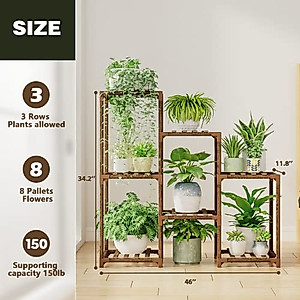 Bamworld Plant Stand Indoor Plant Stands Wood Outdoor Tiered Plant Shelf for Multiple Plants 3 Tiers 7 Potted Ladder Plant Holder Table Plant Pot Stand Boho Deco for Window Balcony Living Room Gardening Gifts for Mom