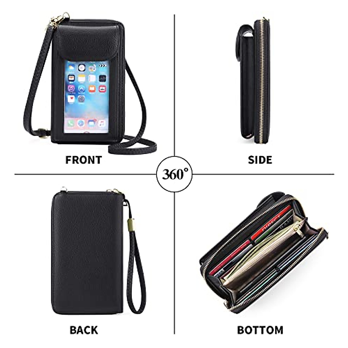 FALAN MULE Small Cell Phone Crossbody Bag Purse for Women, PU Leather Wallet Purse