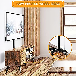 Mobile TV Cart on Wheels for 23 to 60-inch LED Flat Screen/Curved TVs Tilting TV Stand with Height Adjustable Shelf Max VESA 400x400mm Rolling Floor TV Trolley Holds up to 88lbs