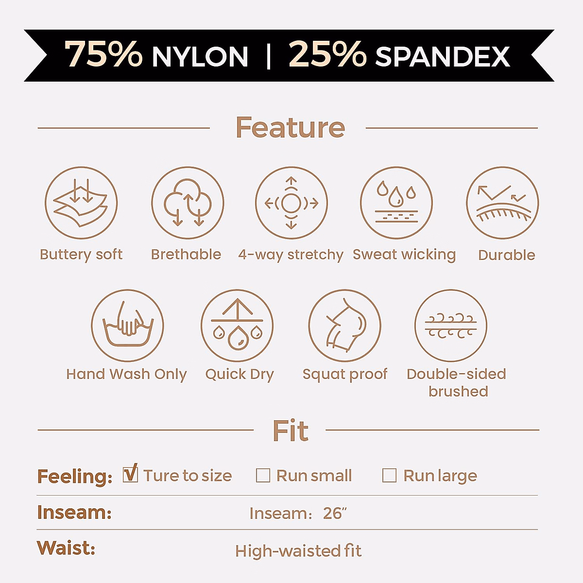 Aoxjox High Waisted Workout Leggings for Women Compression Tummy Control Trinity Buttery Soft Yoga Pants 26" (Black, X-Small)