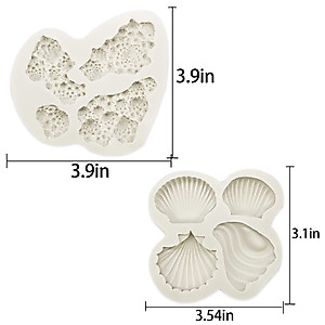 5 PCS Marine Theme Fondant Silicone Mold Seaweed Coral shell crab Shape DIY Handmade Baking Tools, For Theme Cake Cookie Chocolate Candy Decoration Fondant Polymer Clay