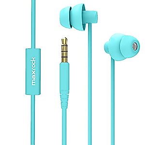 MAXROCK Sleep Earplugs - Noise Isolating Ear Plugs Sleep Earbuds Headphones with Unique Total Soft Silicone Perfect for Insomnia, Side Sleeper, Snoring, Air Travel, Meditation & Relaxation (acid blue)