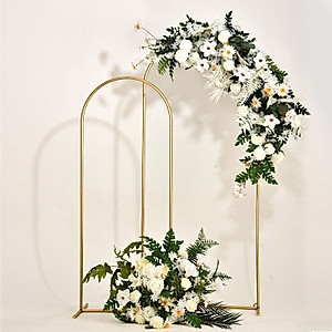 Fullvaseer Gold Wedding Arch Stand Metal Wedding Arch Backdrop Stand for Birthday Party Wedding Ceremony Bridal Decoration(5Ft,6Ft)
