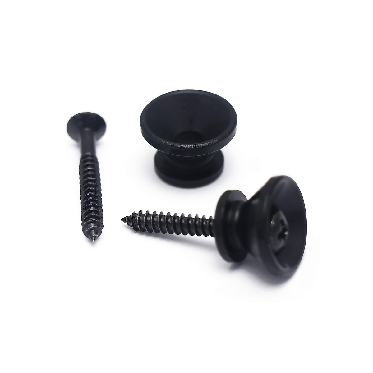 Metallor Guitar Strap Buttons Metal Guitar Strap Locks End Pins with Mounting Screws for Folk Acoustic Electric Guitar or Bass Ukulele Set of 2Pcs Bell Style. (Black)