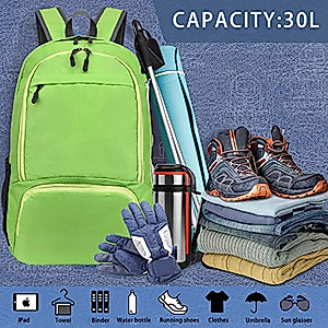 ZOORON Hiking Backpacks Foldable Lightweight Packable Backpack 30L Water Resistant Compact Folding Daypack for Travel