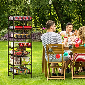 Water Bottle Organizer 5 Tier Water Bottle Storage Rack Metal Drink Stand Freestanding Water Bottle Holder Rack for Kitchen Pantry Home Party Large Storage Rustic Brown