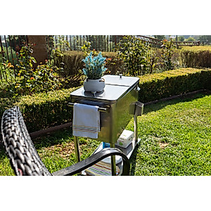 Permasteel 80-Qt Outdoor Patio Cooler with Wheels and Handles, Stainless Steel