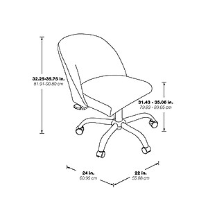 OSP Home Furnishings Layton Mid-Back Adjustable Office Chair with 5-Star Base, Gold Finish and Oyster Velvet