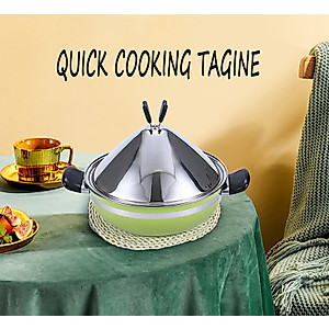 Stainless Steel Stockpot with Lid Tagines Pot Dual Handle Cookware Kitchen Cooking Pot Nonstick Soup Po Heighten 28cm Cone-Shaped Lid Nonstick Tajine Pot Steamer Casserole,Blue