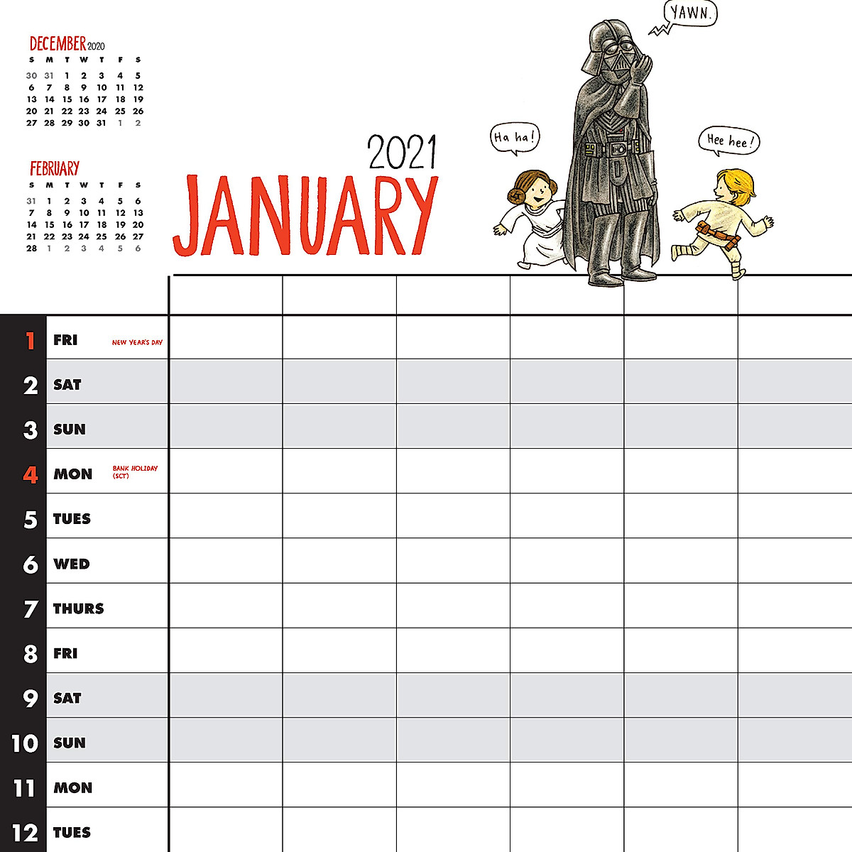 Darth Vader & Family 2021 Family Calendar