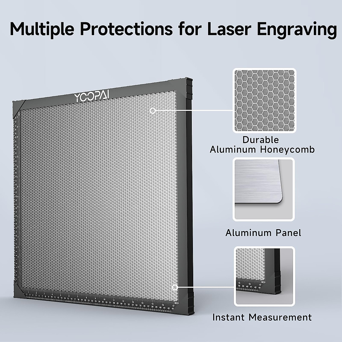 YOOPAI Honeycomb Laser Bed 500x500mm Honeycomb Working Table with Aluminum Panel for Laser Cutter Engraver Accessories, Desktop Protection, Fast Heat and Smoke Dissipation 19.7"x19.7"