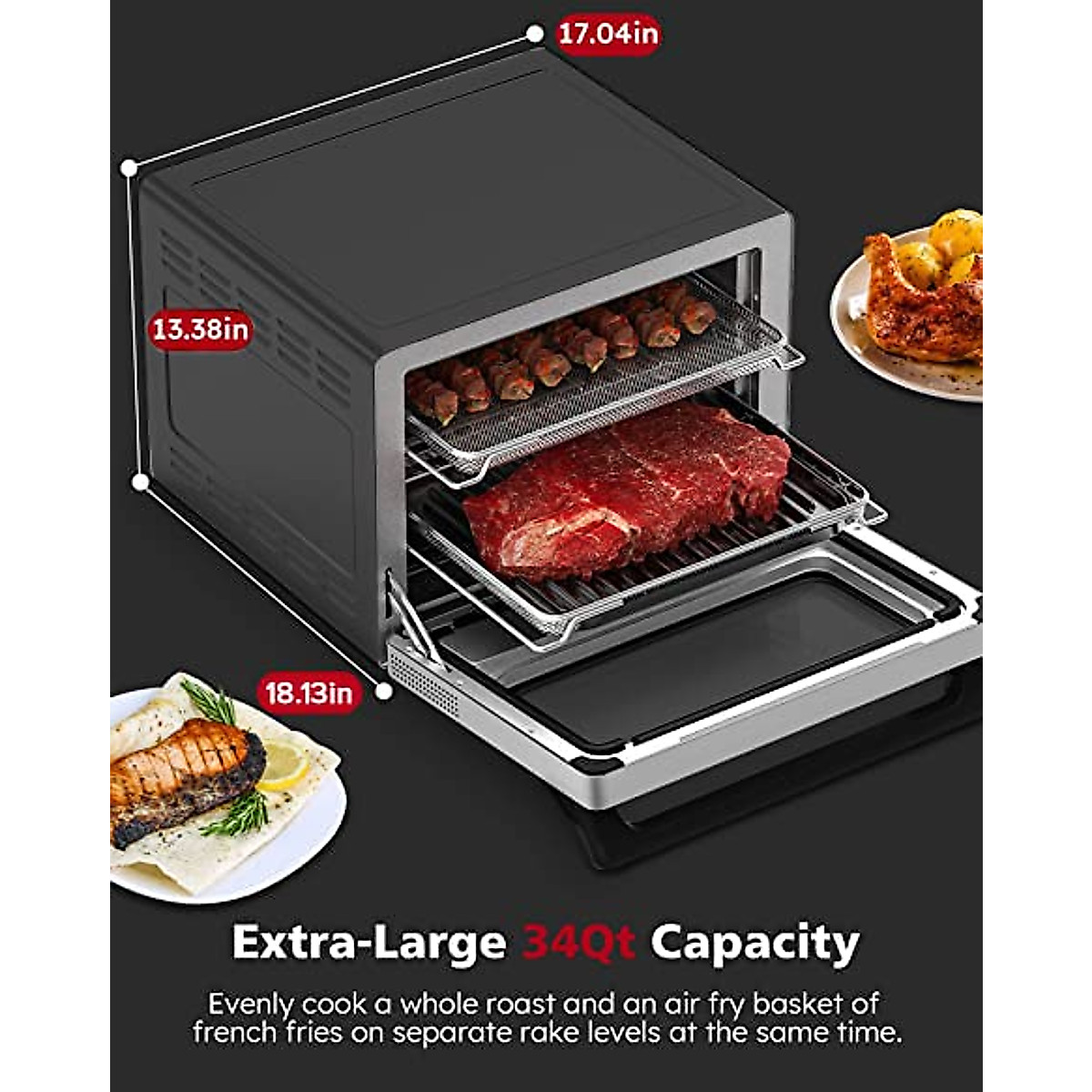 Nuwave TODD ENGLISH iQ360 Digital Smart Oven, 20-in-1 Convection Infrared Grill Griddle Combo, 34-Qt Mega Capacity, 1800 Watts, Adjustable Triple Surround Heat Zones, Smart Thermometer, WIFI Enabled