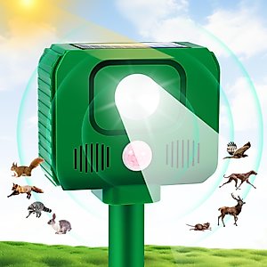 Upgraded Deer Repellent Devices,Ultrasonic Animal Repeller Outdoor Solar Animal Repeller with Motion Sensor Animal Deterrent to Scare Away Dog Cat Rabbit Squirrel Raccoon Skunk Repellent for Yard Farm
