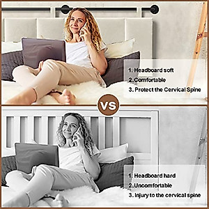 BSHOMGI Wall Mounted Headboard, Height Adjustable Queen Headboard Only Soft Comfortable Velvet Upholstered Tufted Headboards for Queen Size Bed(Velvet Beige, Queen)